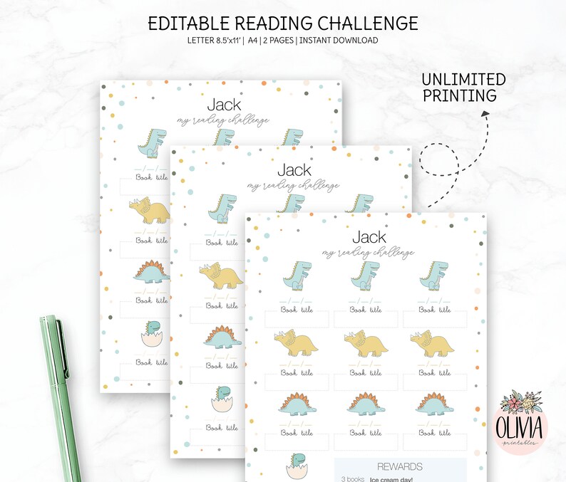 Printable Summer Reading Challenge, Editable Reading Tracker, 10 Books ...