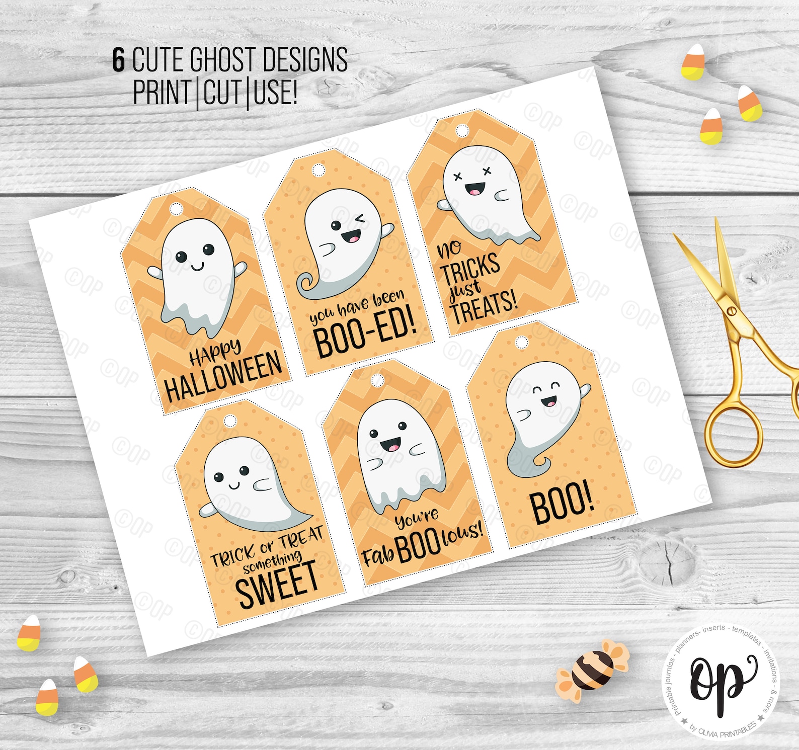 Halloween Printable Tags Cute Ghost Gift Tag Treat and - Etsy