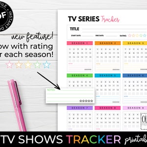 TV Series Tracker Printable, TV Show Notes, Planner Insert, Digital ...