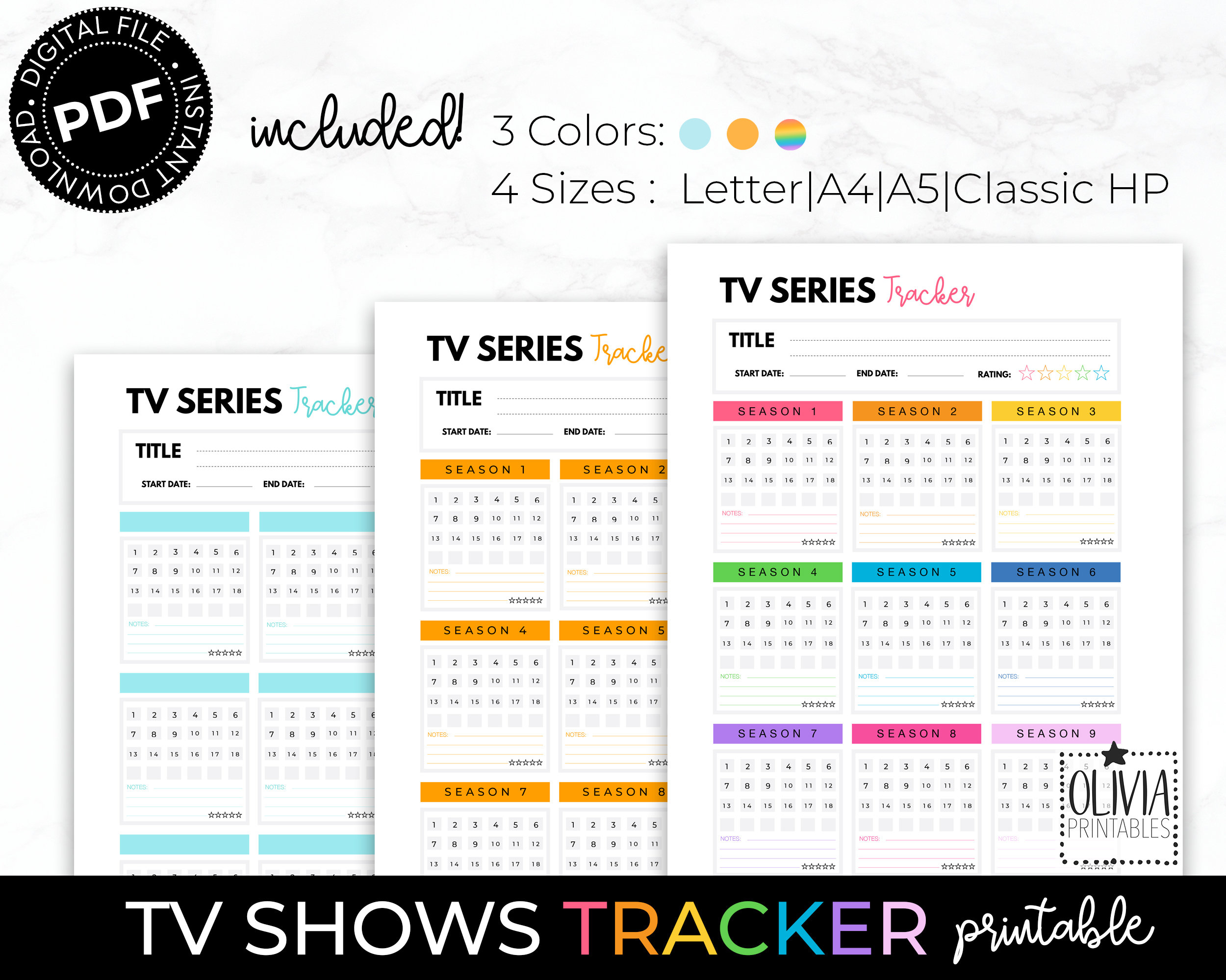 TV Series Tracker Printable, TV Show Notes, Planner Insert, Digital ...