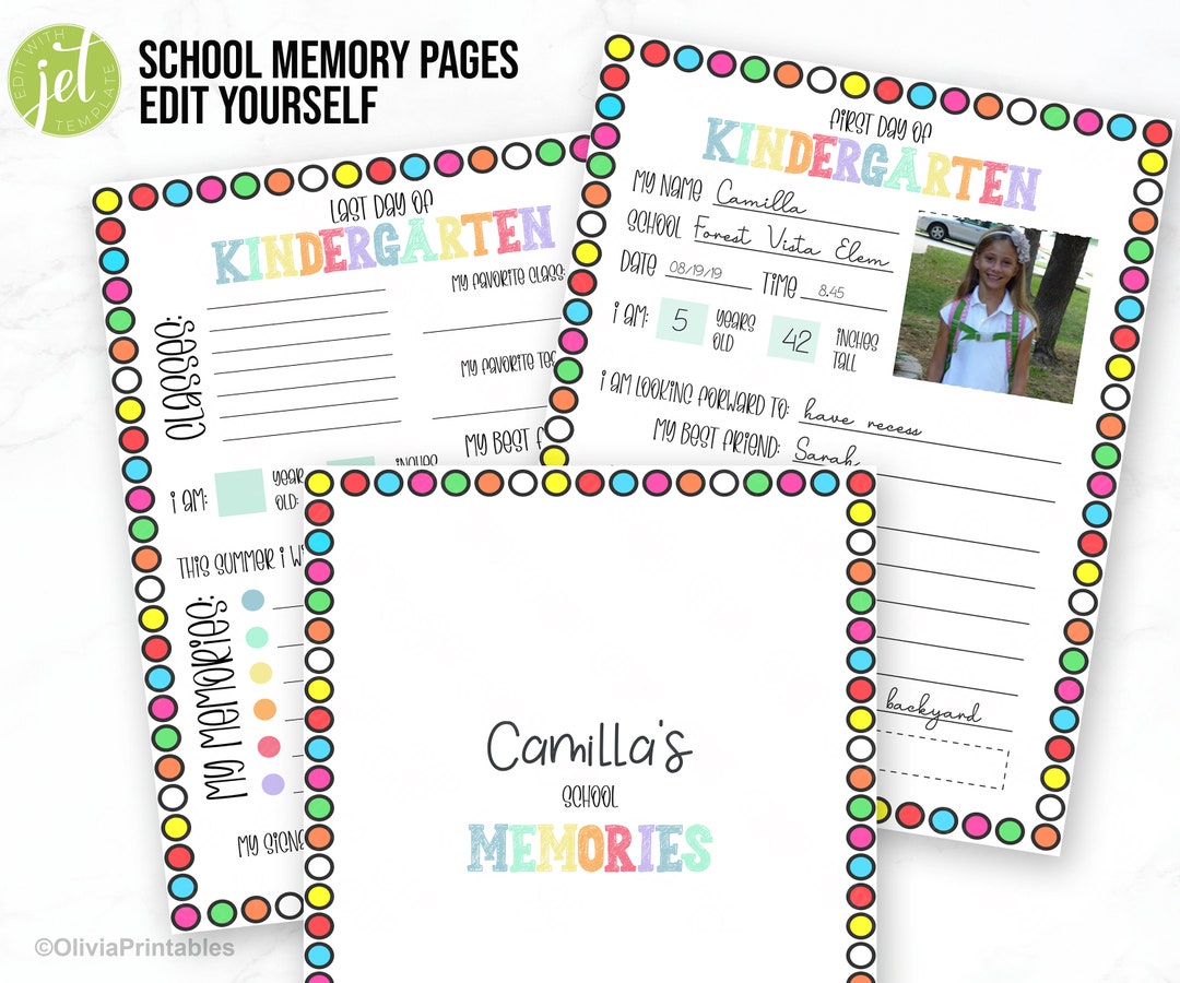 EDITABLE School Memory Book, Back to School Interview, Kid’s First and ...