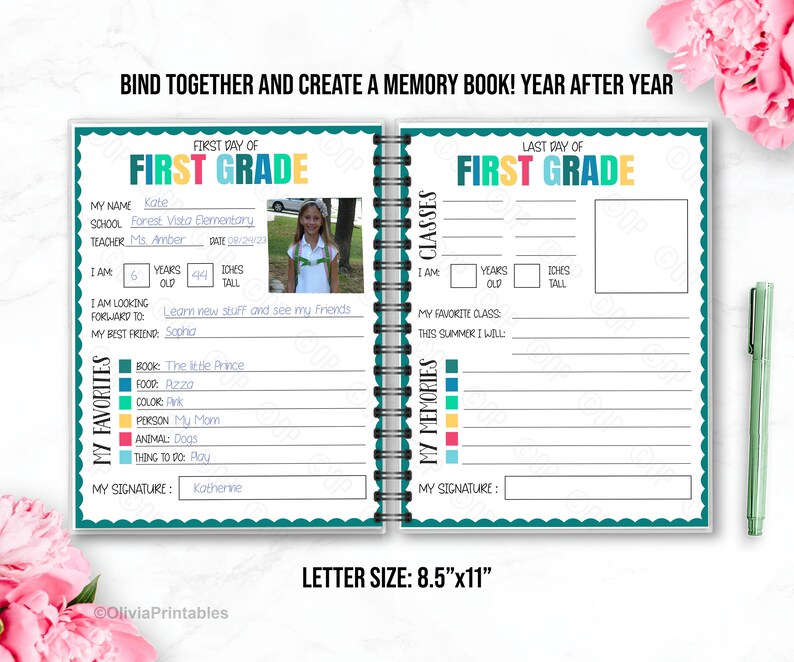 EDITABLE First and Last Day of School, All About Me, School Memory Book ...