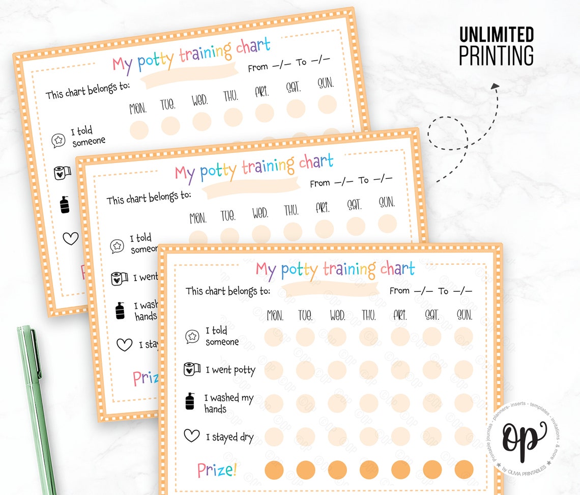 PRINTABLE Potty Training Chart, Toddler Printable, Weekly Potty Reward ...