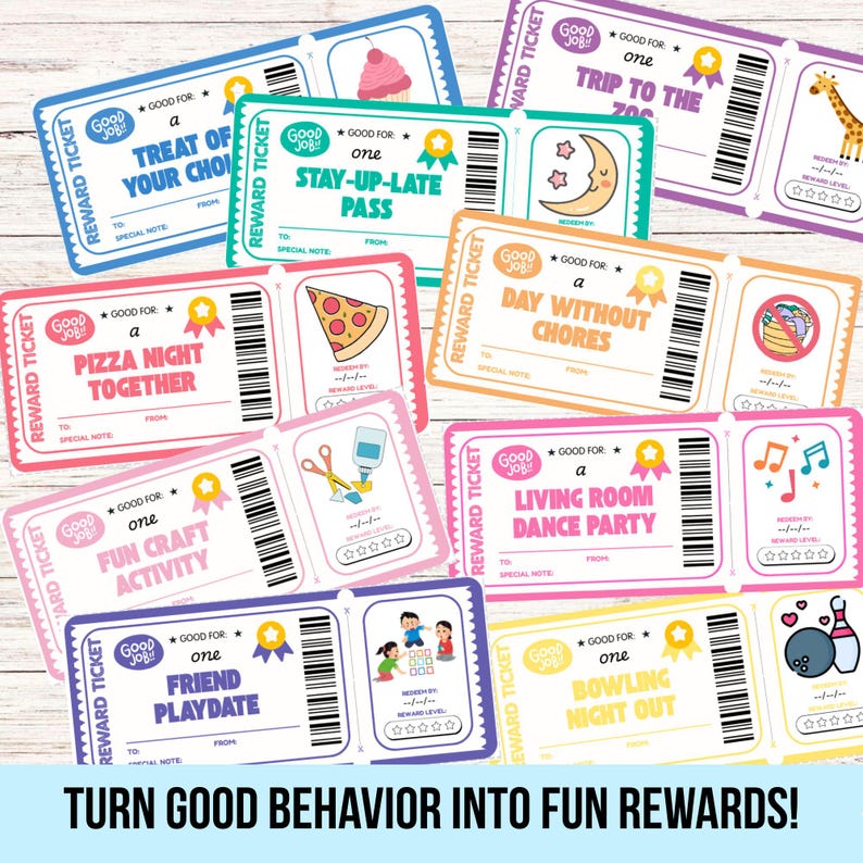 Editable Kids Reward Coupons – Printable Reward Tickets for Children ...
