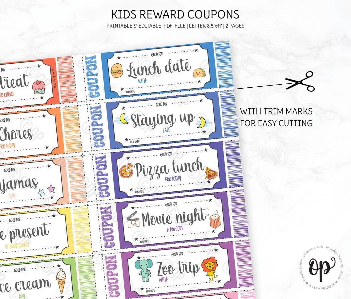 Editable Reward Coupons Printable Reward Tickets for Boys - Etsy