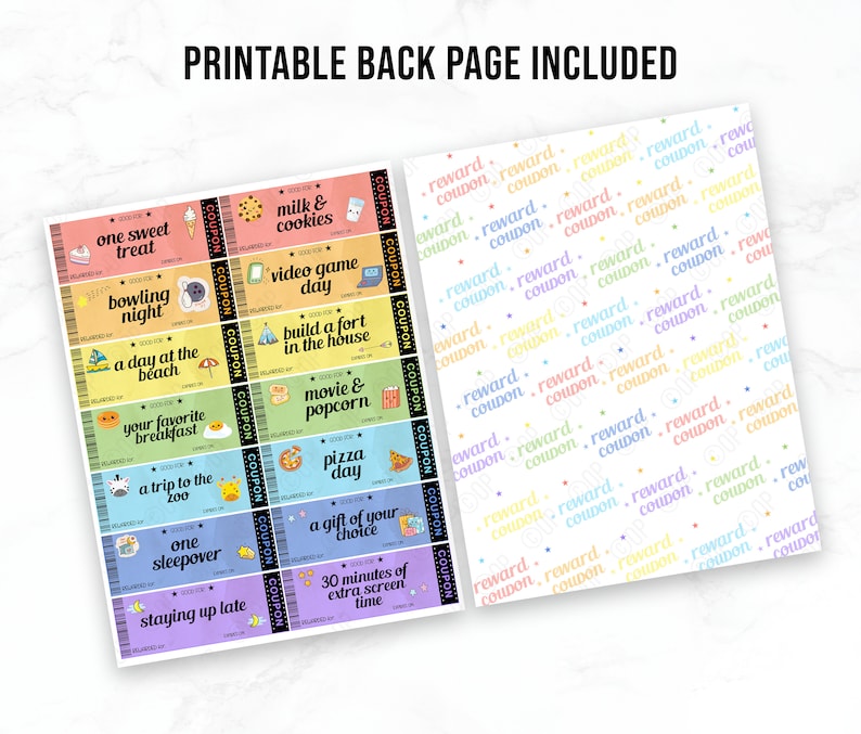 PRINTABLE Reward Coupons for Kids, Pre-filled Rewards, Grandkids ...