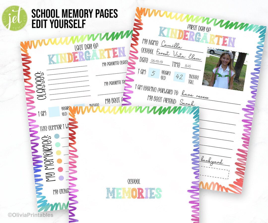 EDITABLE School Memory Pages, Back to School Interview, Kid’s First and ...