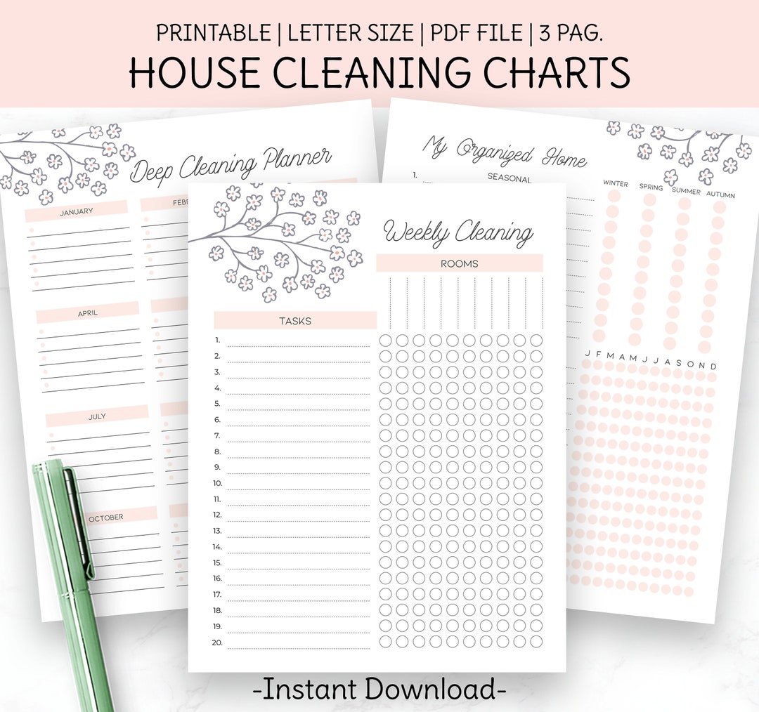 House Cleaning Printable, Cleaning List, Room Cleaning Checklist ...