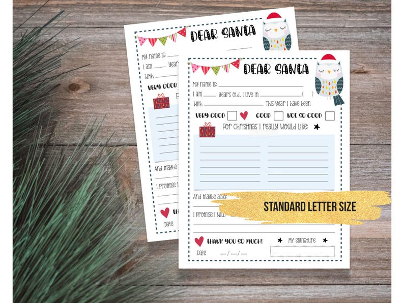 Printable Christmas Letter to Santa, Kids Wish List Template, Holiday ...