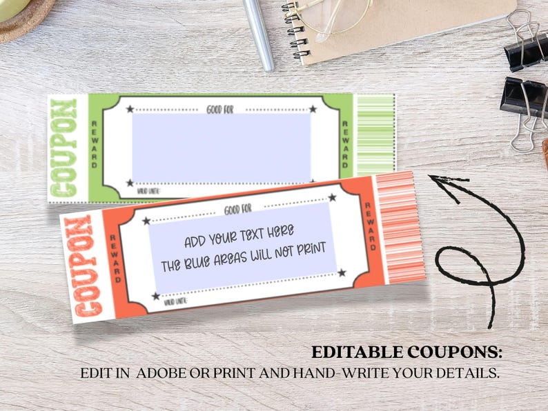 Editable Reward Coupons for Kids – Printable Reward Tickets, Pre-filled ...