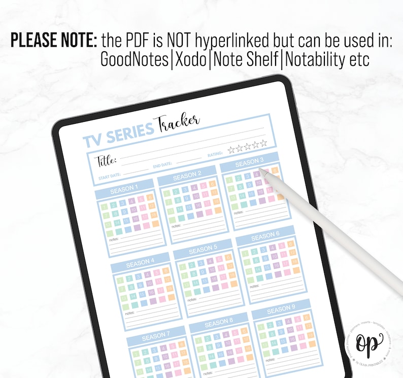 TV Show Tracker Printable, Planner Insert, Digital Insert for Goodnotes ...