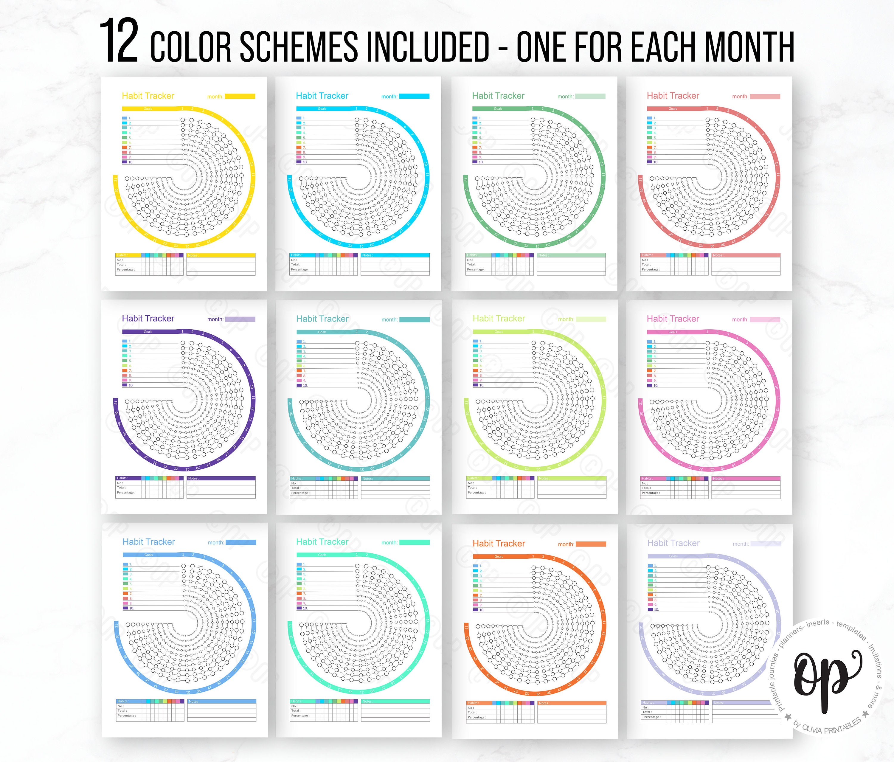 PRINTABLE Habit Tracker Monthly Habit Chart Circle Habit - Etsy