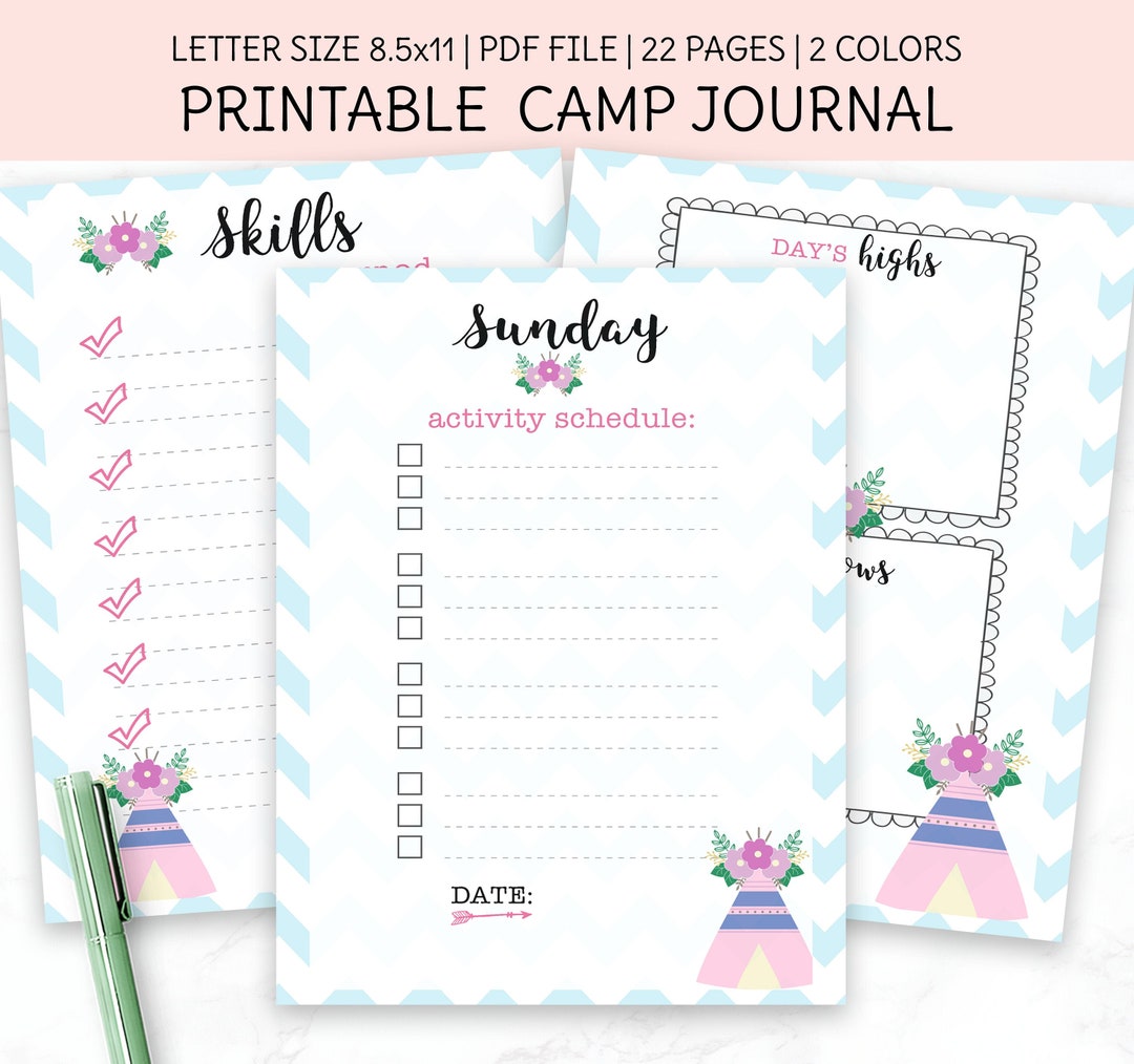 Printable Camp Journal, Letter From Camp, Summer Camp Stationery ...
