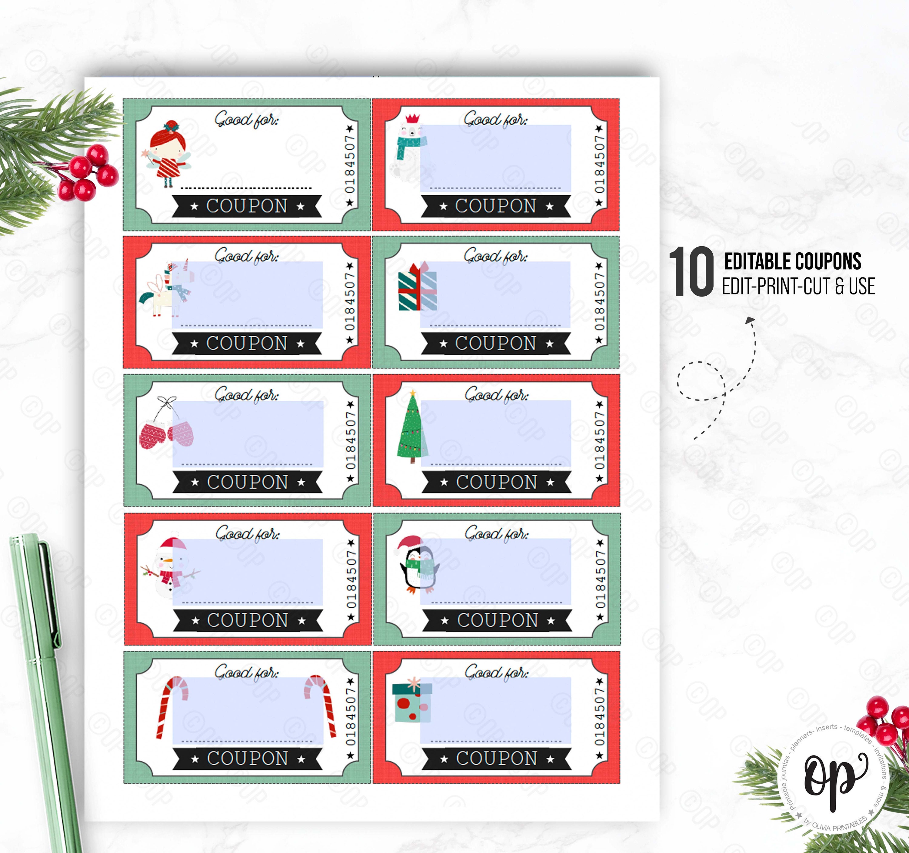 PRINTABLE Christmas Coupon, Holiday Gift Idea for Kids, Reward Coupons ...