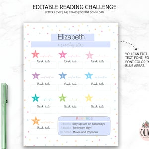 Printable Summer Reading Challenge, Editable Reading Tracker, 10 Books ...