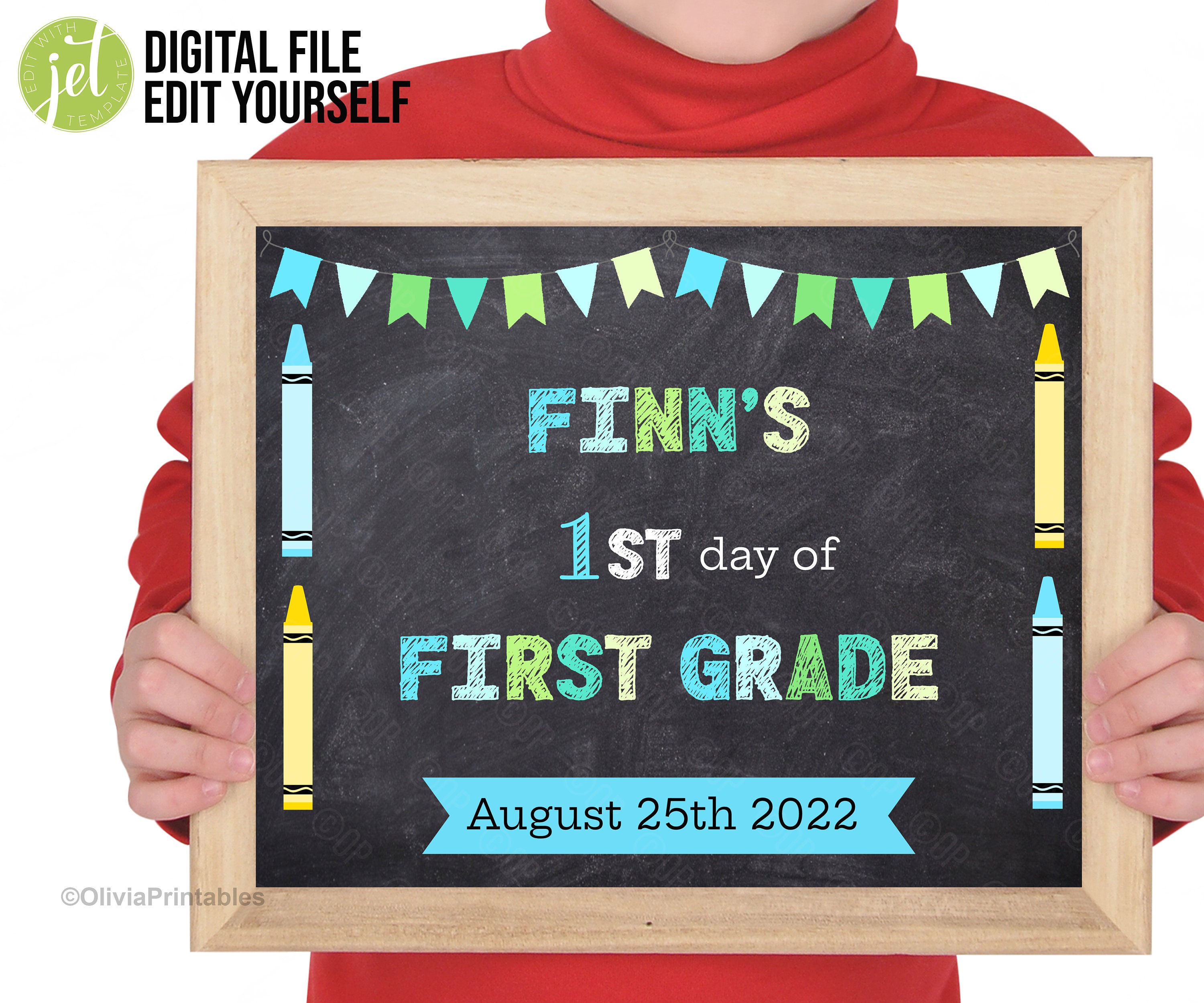 EDITABLE First AND Last Day of School Sign, K, 1st-5th Grade Printable ...