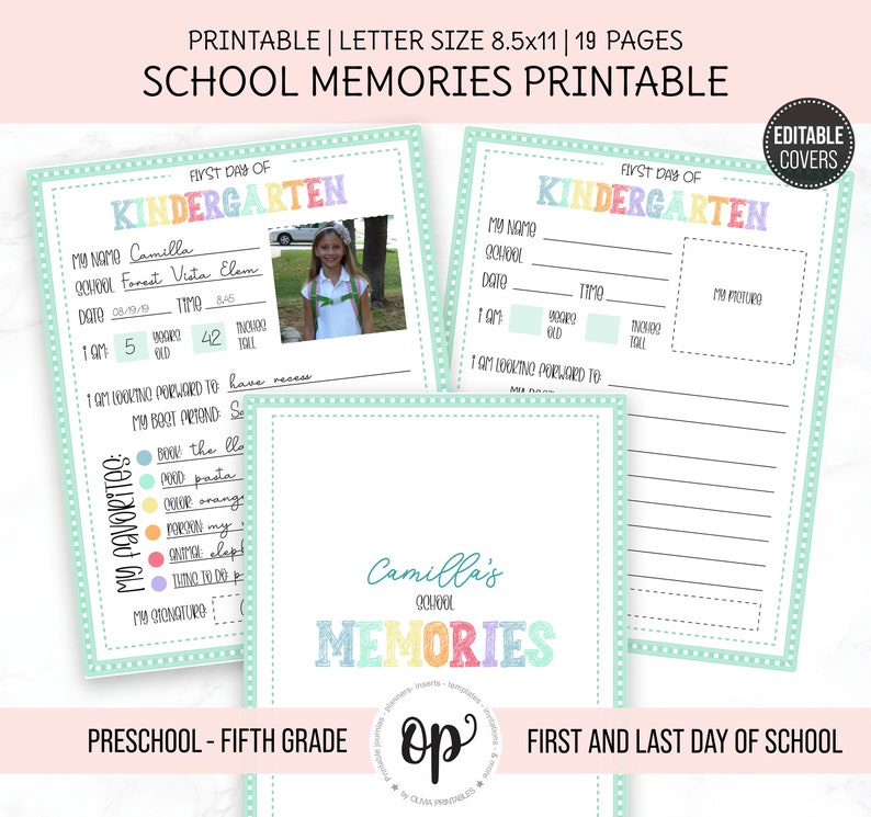 PRINTABLE School Memory Book, Back to School Interview, Kid’s First and ...