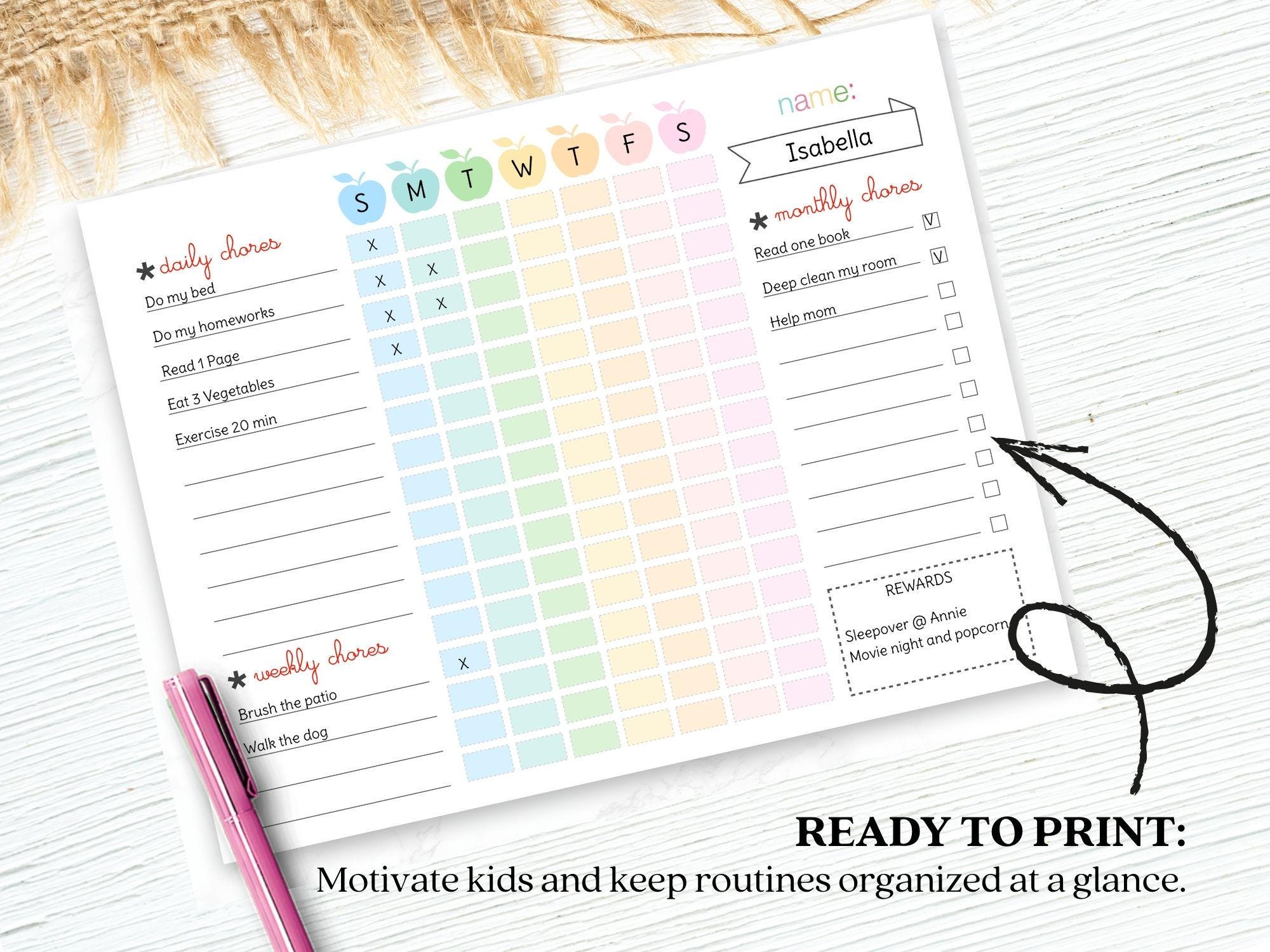 EDITABLE Kids to Do List, Printable Template, Weekly Chores Chart ...