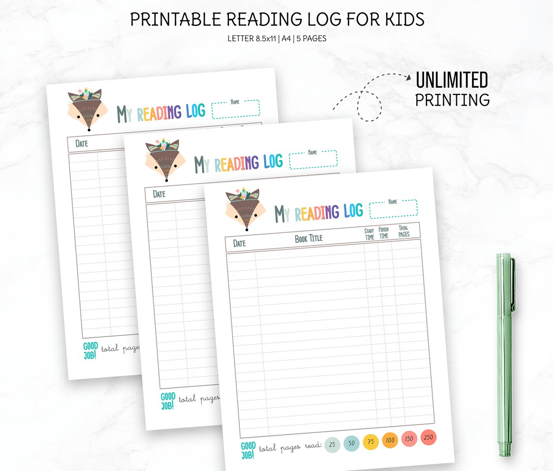 Reading Log for Kids , Summer Reading Log, Printable Reading Tracker ...