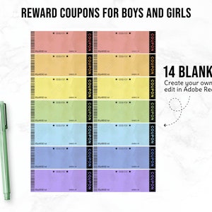 PRINTABLE Reward Coupons for Kids, Pre-filled Rewards, Grandkids ...