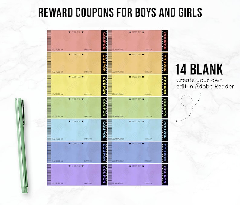 PRINTABLE Reward Coupons for Kids, Pre-filled Rewards, Grandkids ...