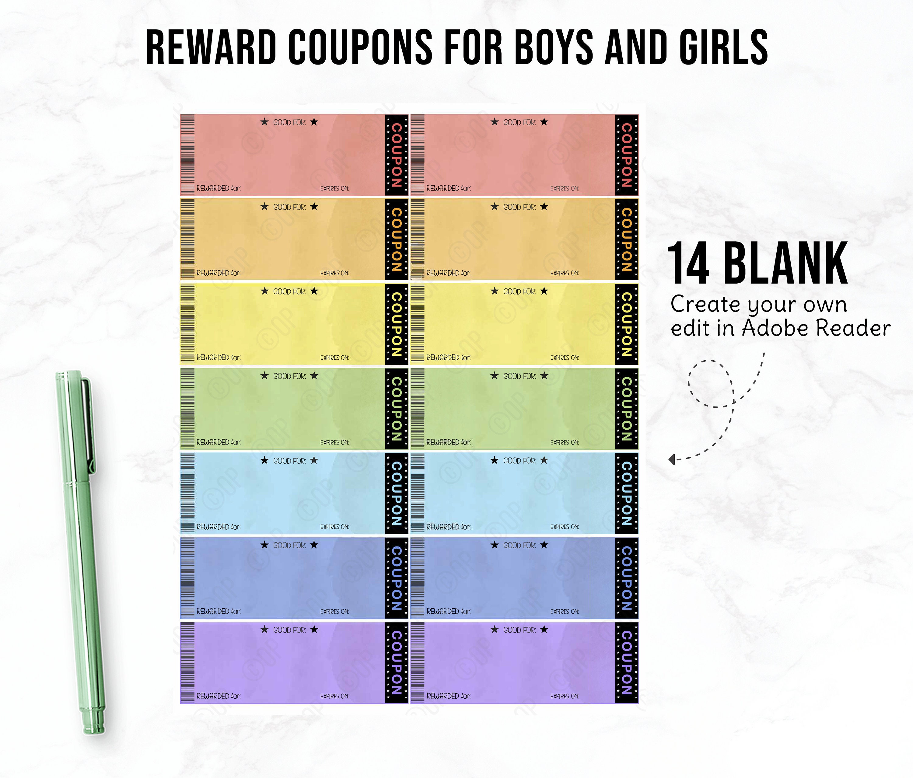 PRINTABLE Reward Coupons for Kids, Pre-filled Rewards, Grandkids ...