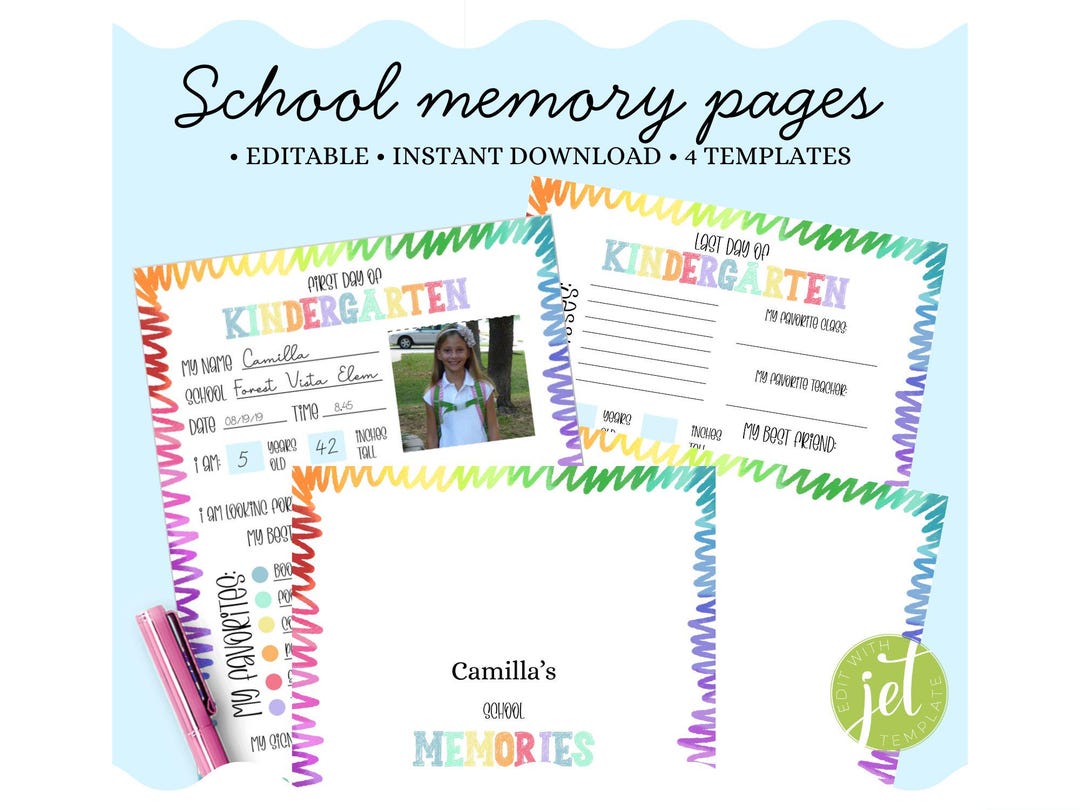 Editable School Memory Book | Back to School Interview | First & Last ...