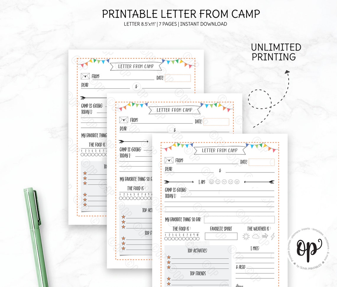 Printable Letter From Camp Summer Camp Stationery for Boys - Etsy Canada