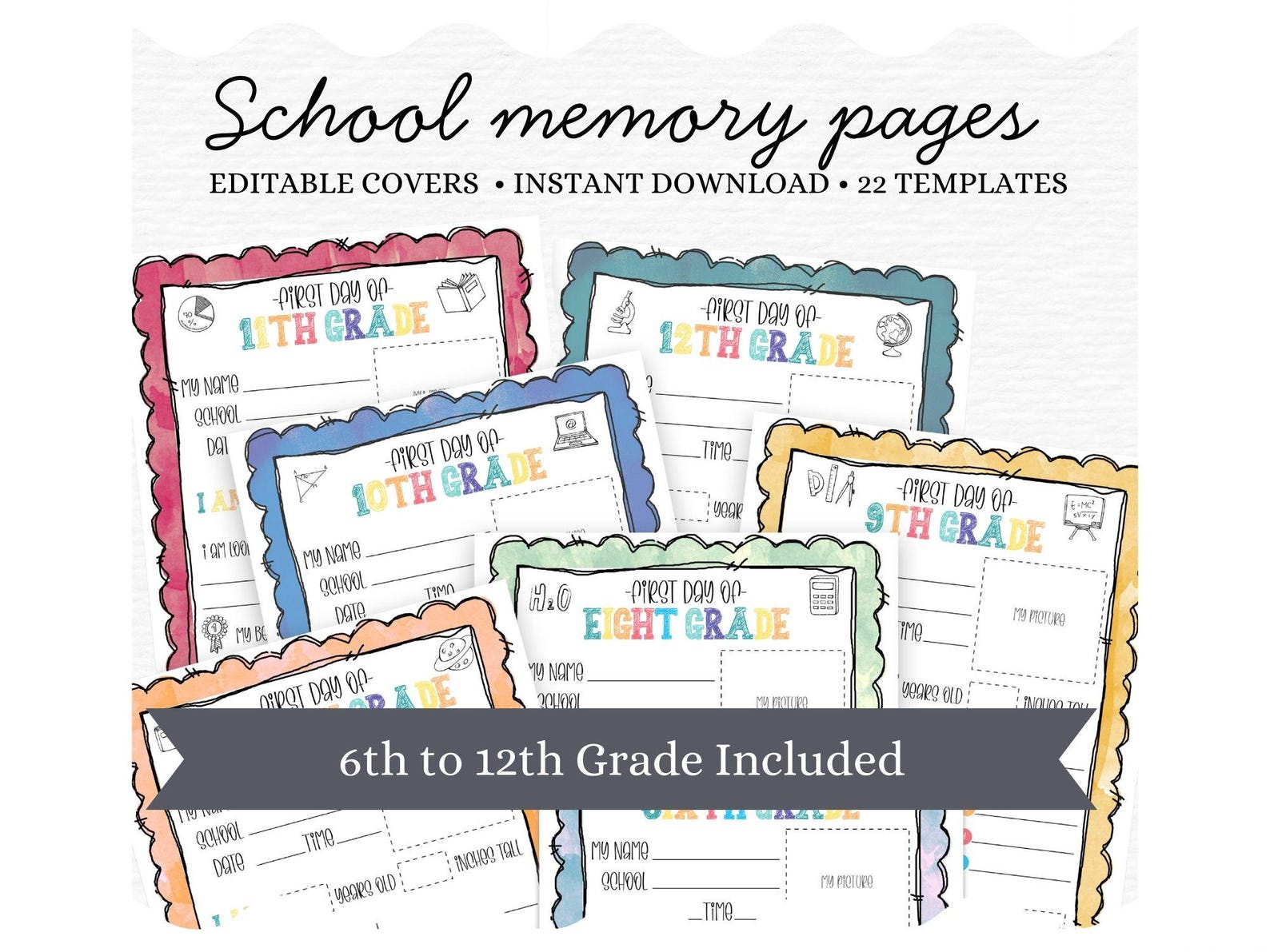 PRINTABLE School Memory Book, 6th-12th Grade, Middle School, High ...