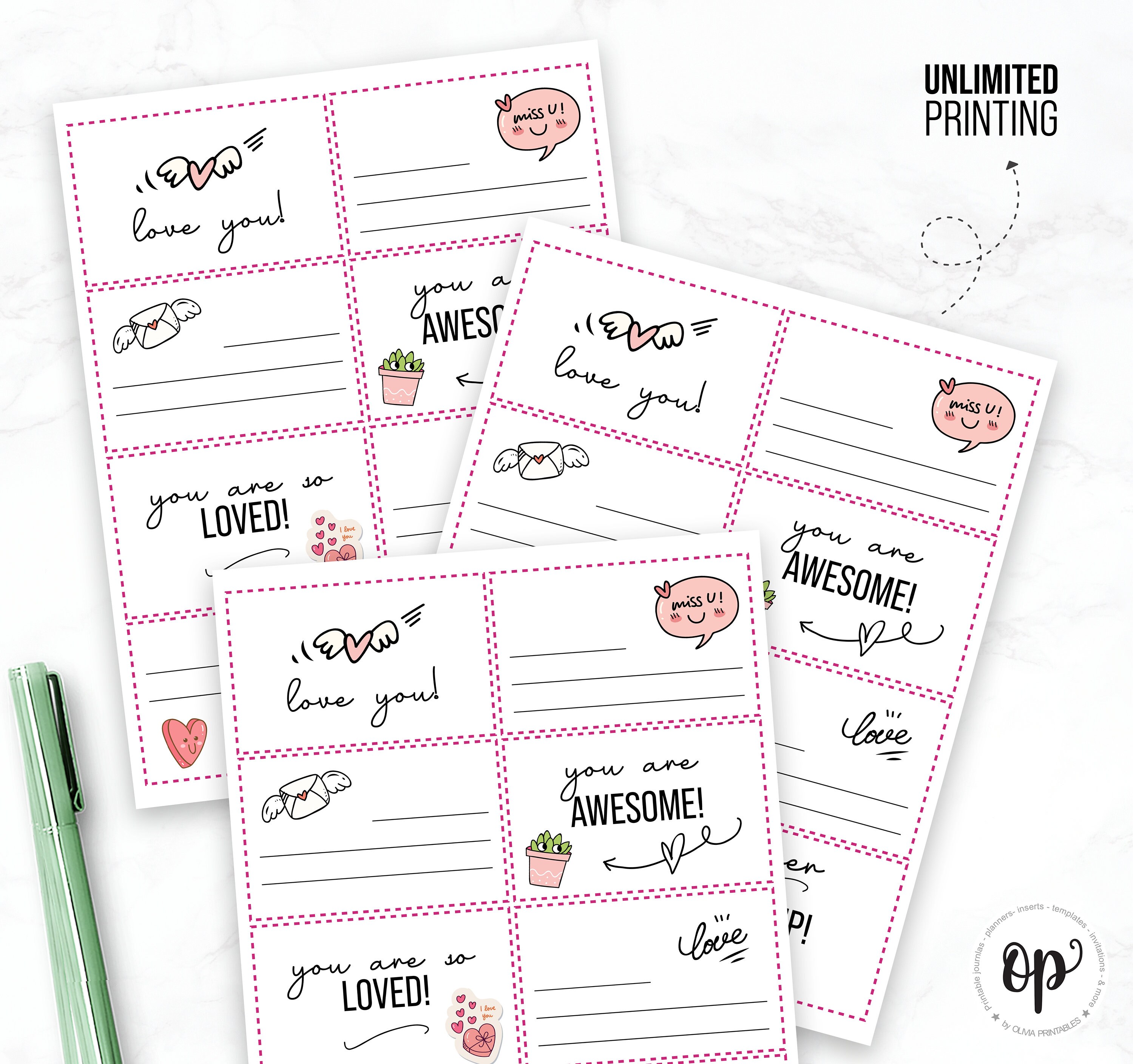 Printable Love Notes , Kid's Lunch Box Cards , Encouragement Cards ...