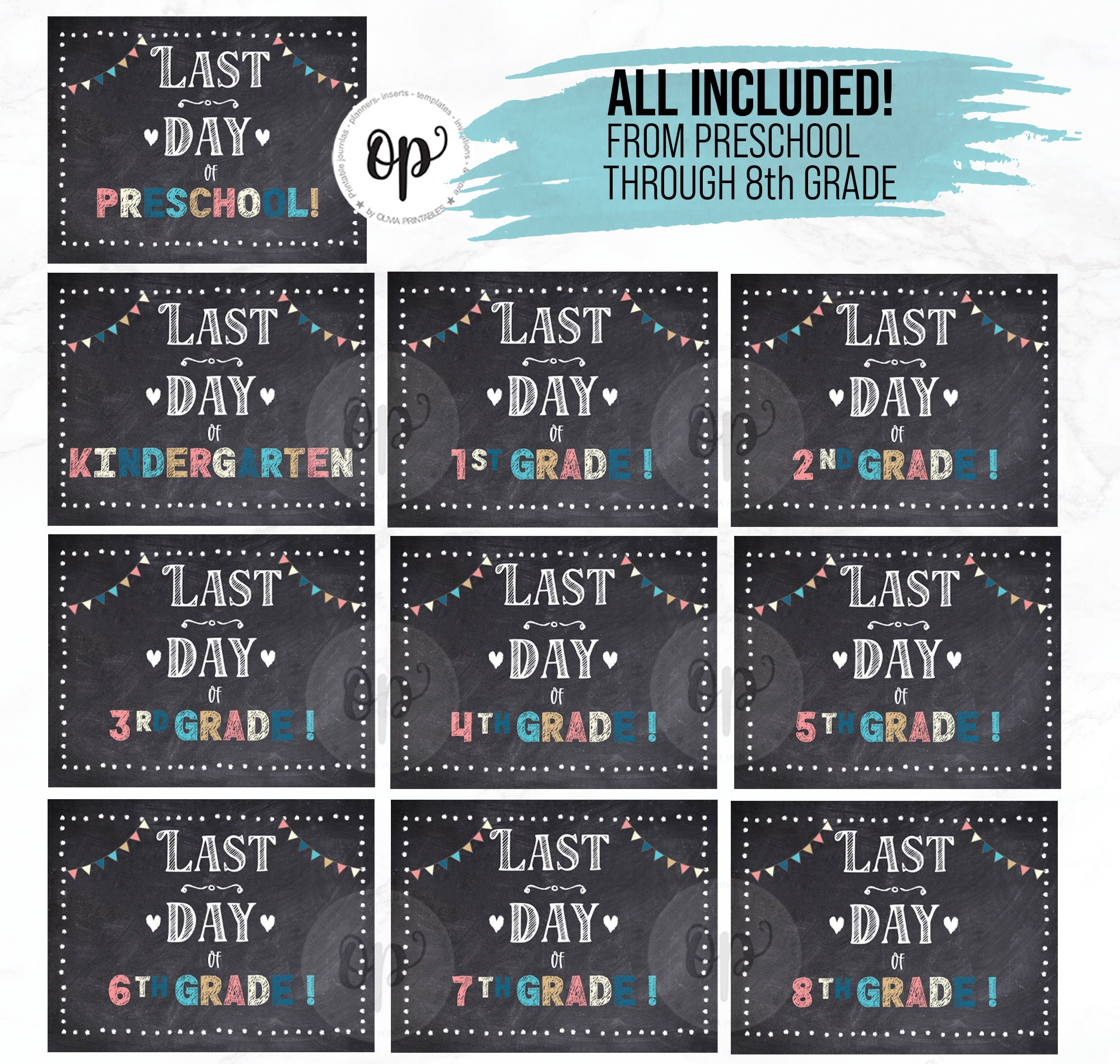 Last Day of School Chalkboard Sign, Printable Chalkboard , Back to ...