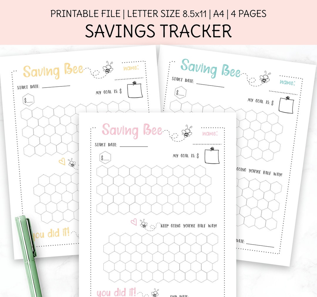 Printable Savings Tracker, Bee Hive Coloring Page, Teach Your Kids to ...