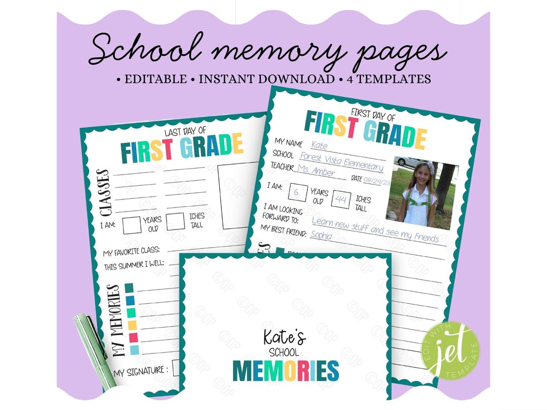 EDITABLE First and Last Day of School, All About Me, School Memory Book ...