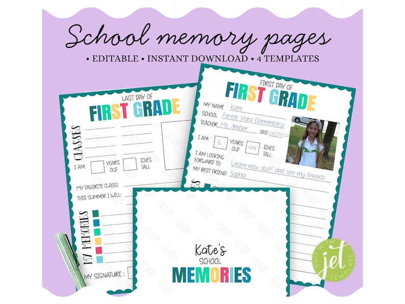 EDITABLE First and Last Day of School, All About Me, School Memory Book ...