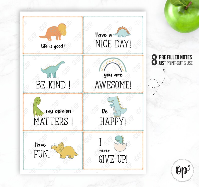Printable Dinosaur Lunch Box Notes , Encouragement Cards for Kids ...