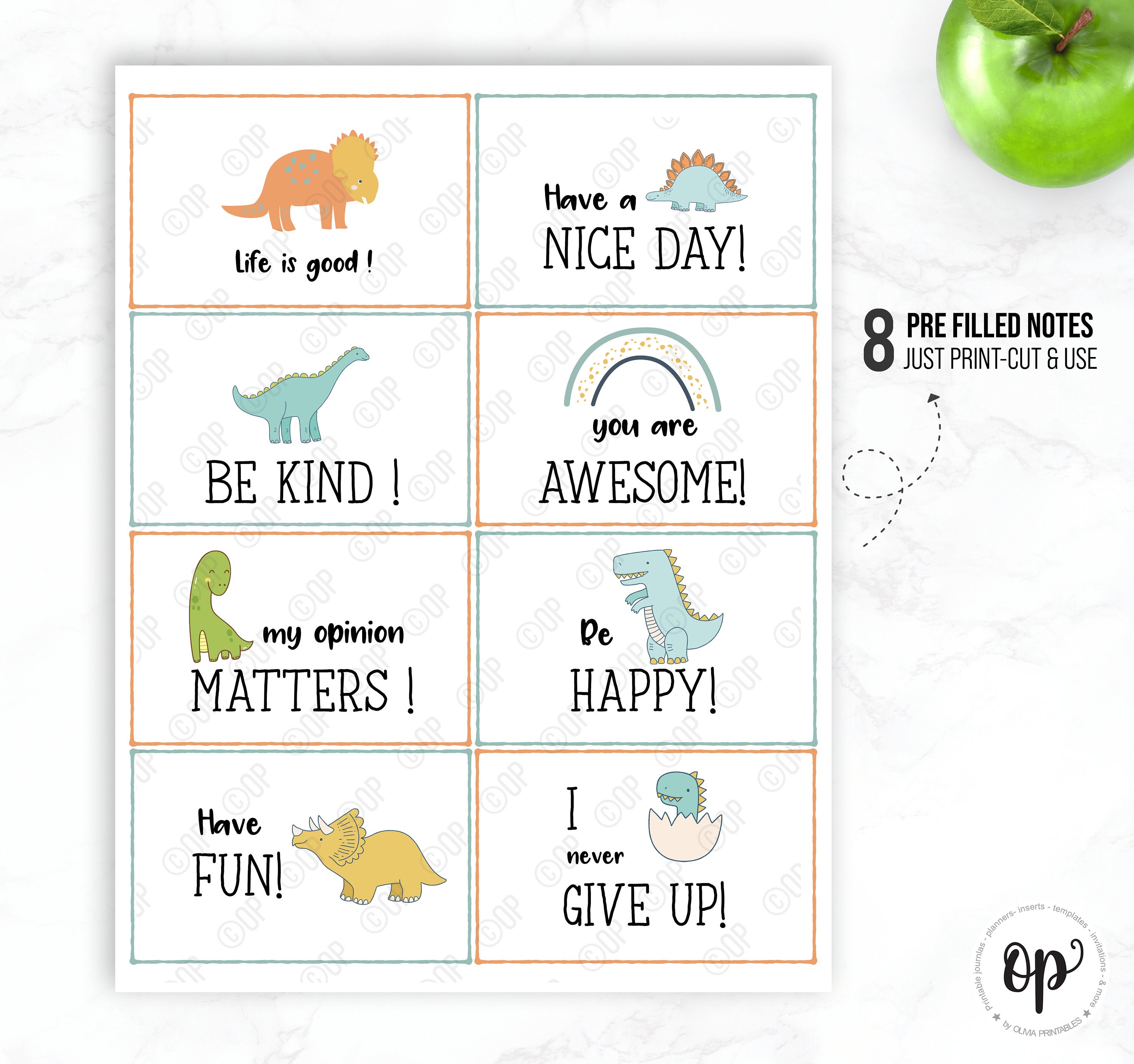 Printable Dinosaur Lunch Box Notes , Encouragement Cards for Kids ...