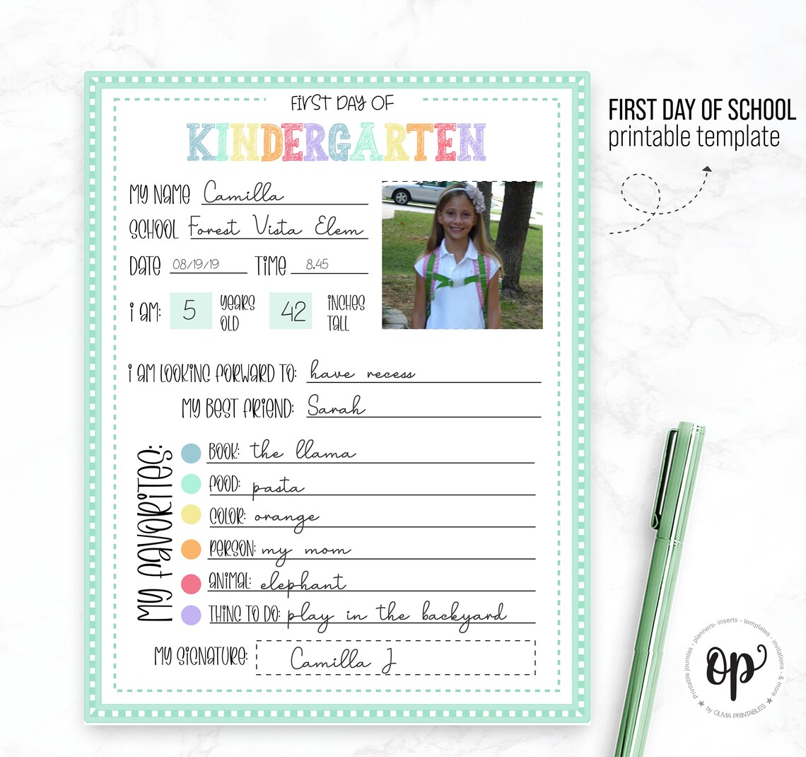 PRINTABLE School Memory Book Back to School Interview Kids - Etsy