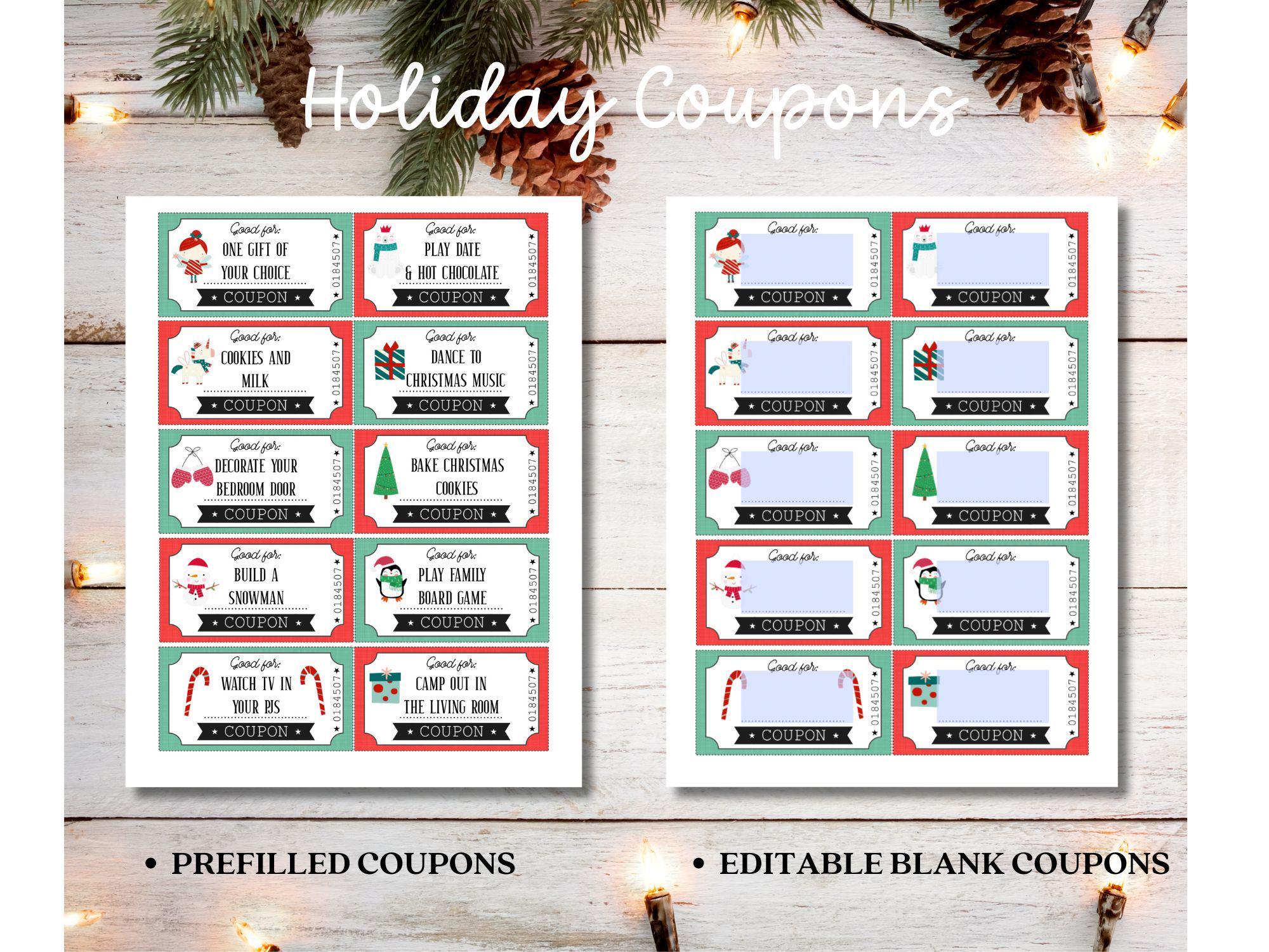 PRINTABLE Christmas Coupon, Holiday Gift Idea for Kids, Reward Coupons ...