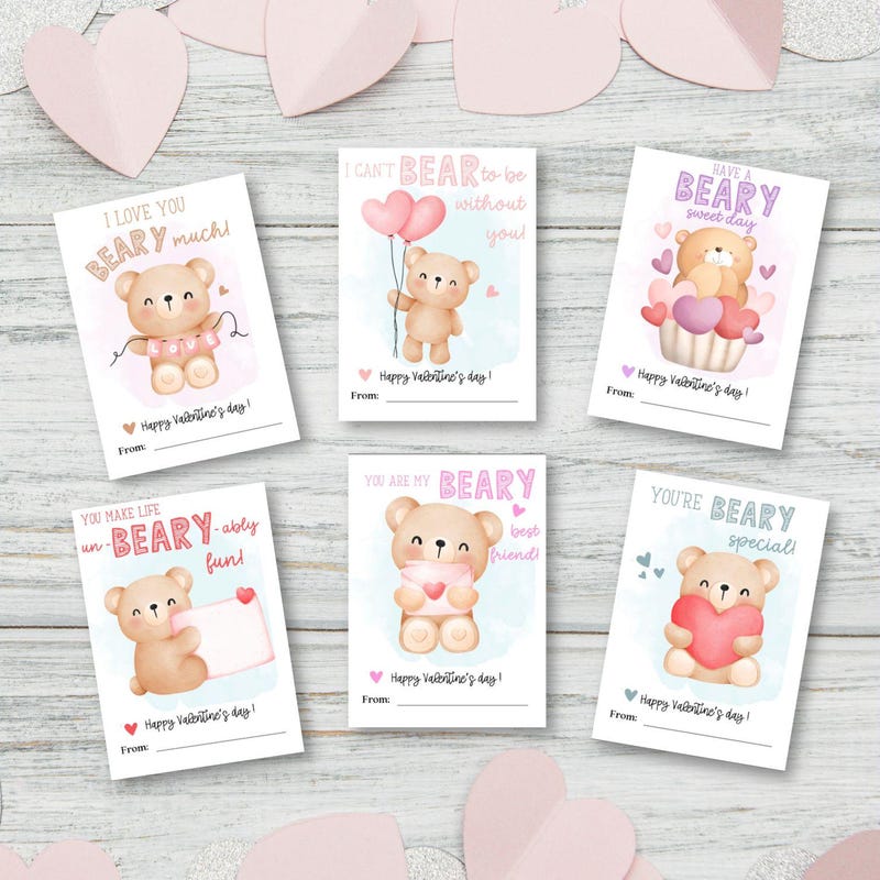 Bear Valentines Cards - Etsy