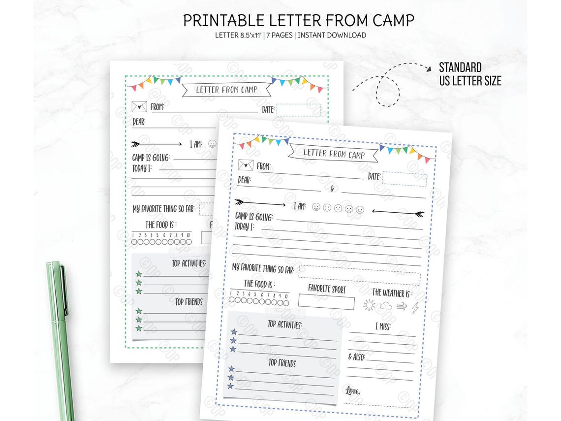 Printable Letter From Camp • Summer Camp Stationery • Kids Camp ...