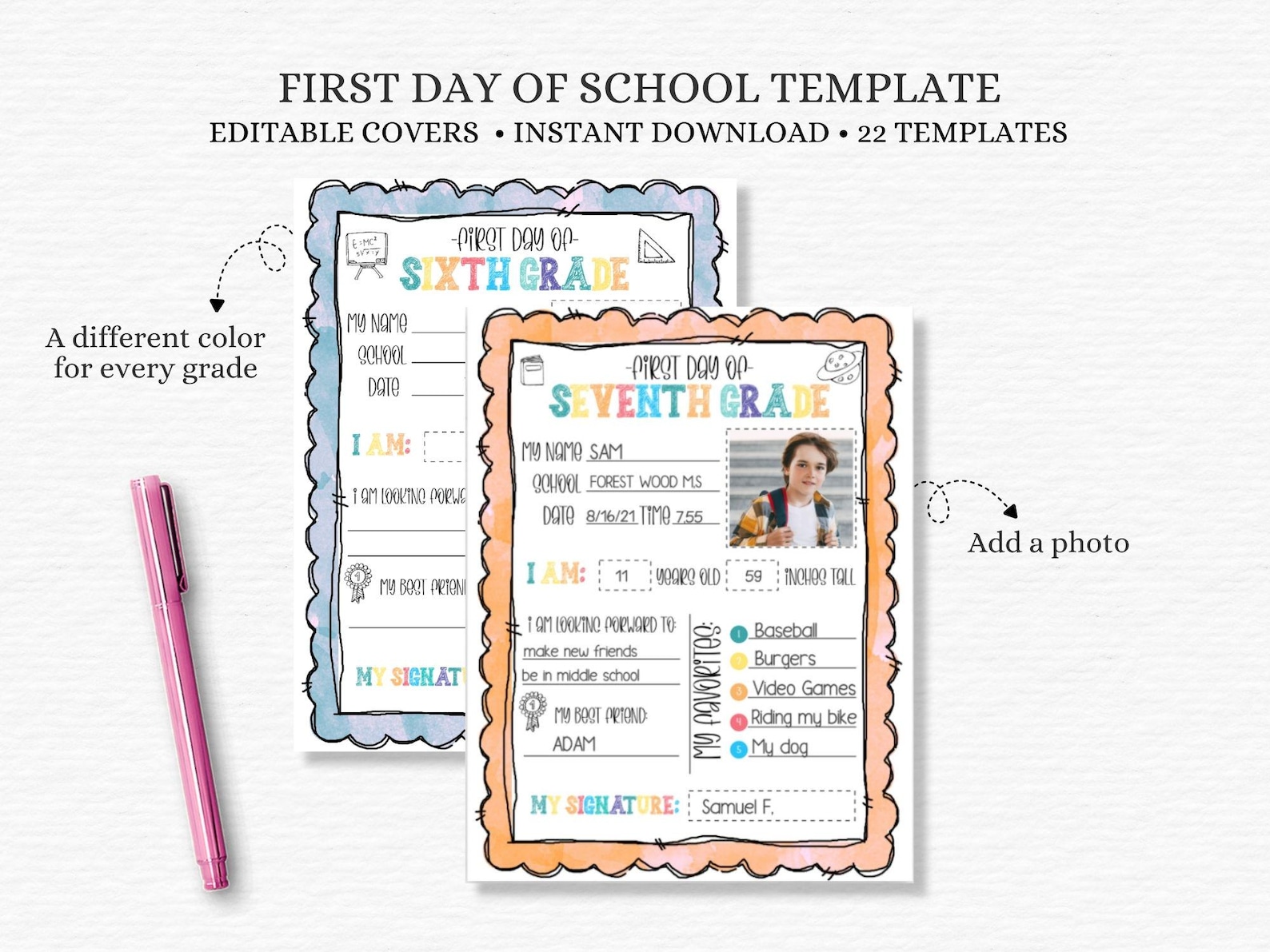 PRINTABLE School Memory Book, 6th-12th Grade, Middle School, High ...