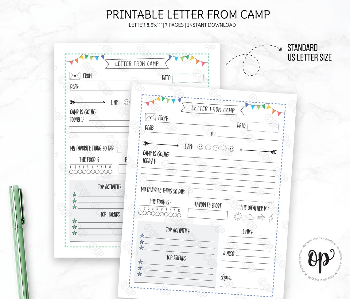 Printable Letter From Camp Summer Camp Stationery for Boys - Etsy Canada