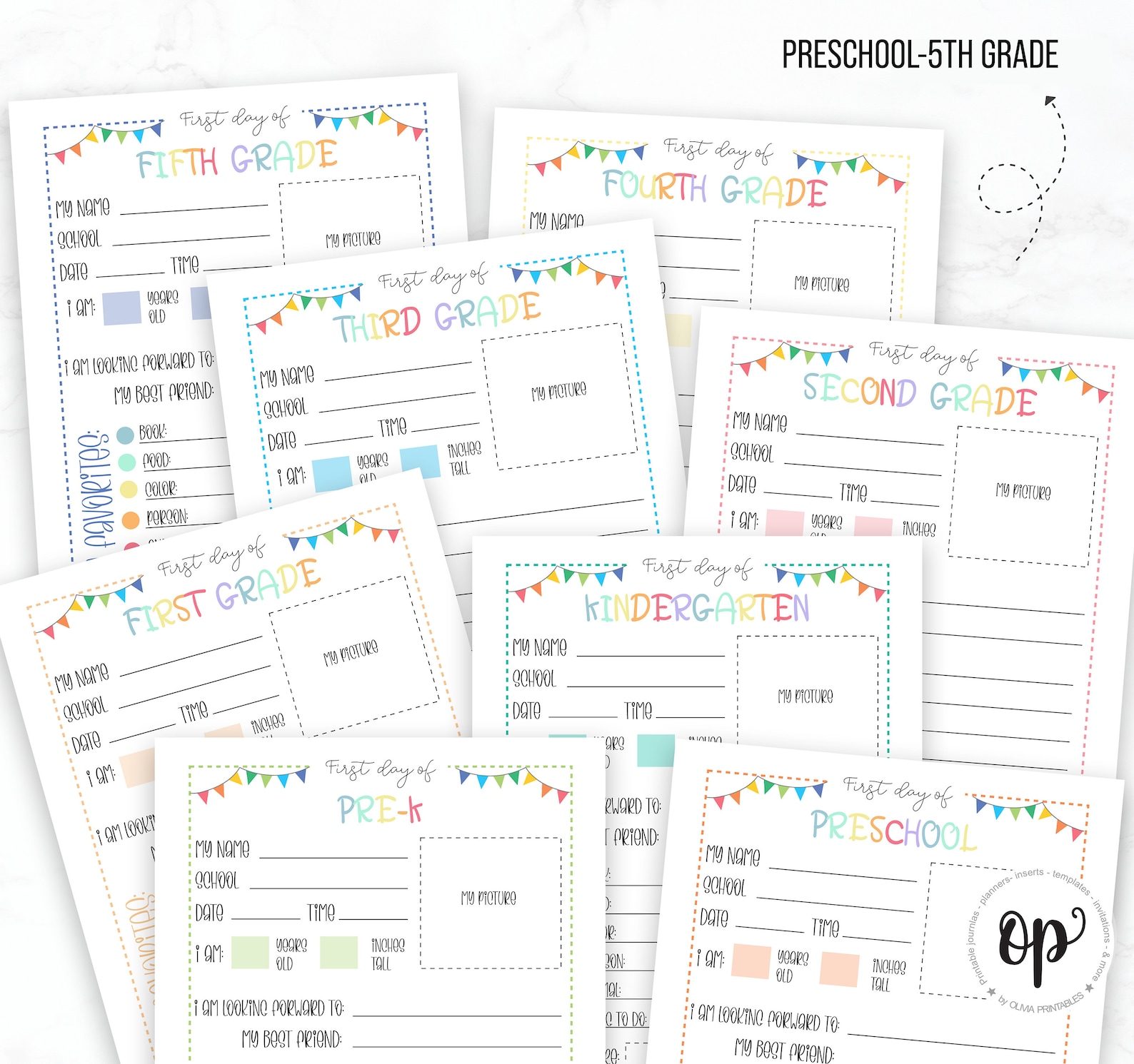 Printable Back to School Interview, Kids First and Last Day of School ...