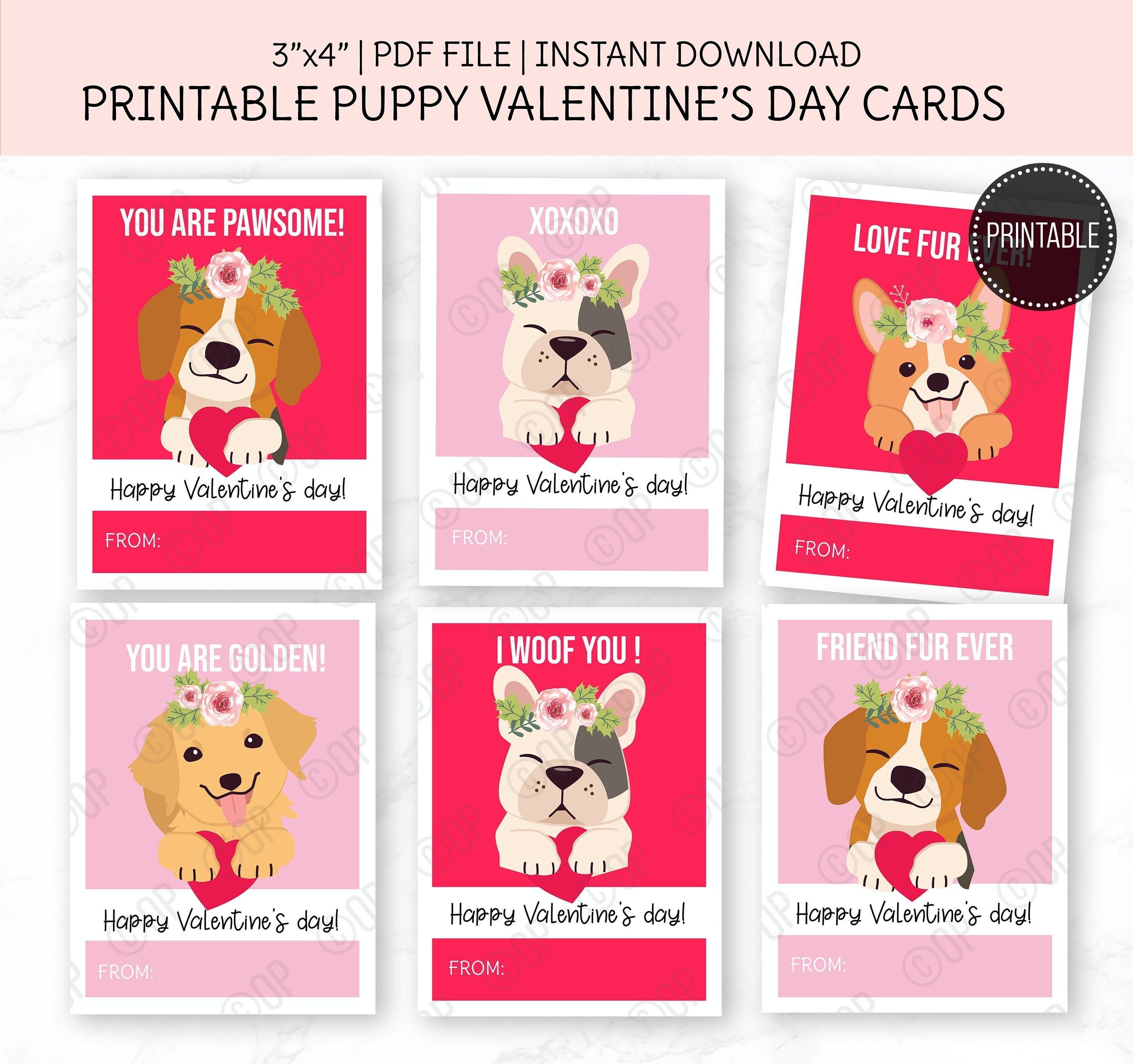 PRINTABLE Valentine's Day Cards, Kids Valentine Coupon, Dog Lover ...