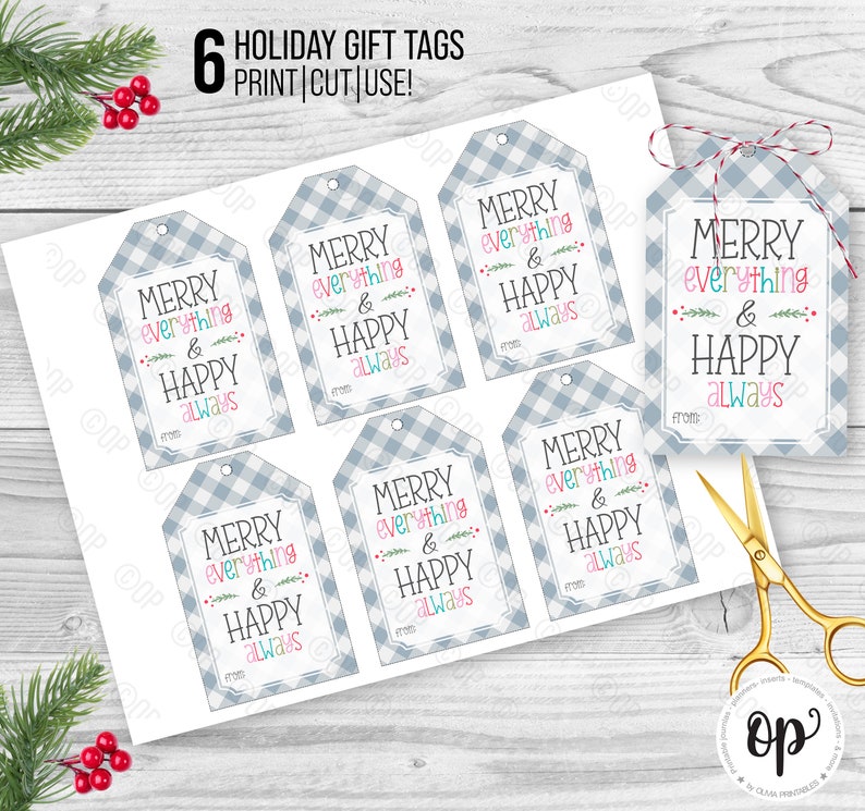 PRINTABLE Happy Holidays Gift Tags Cute Christmas Printable - Etsy