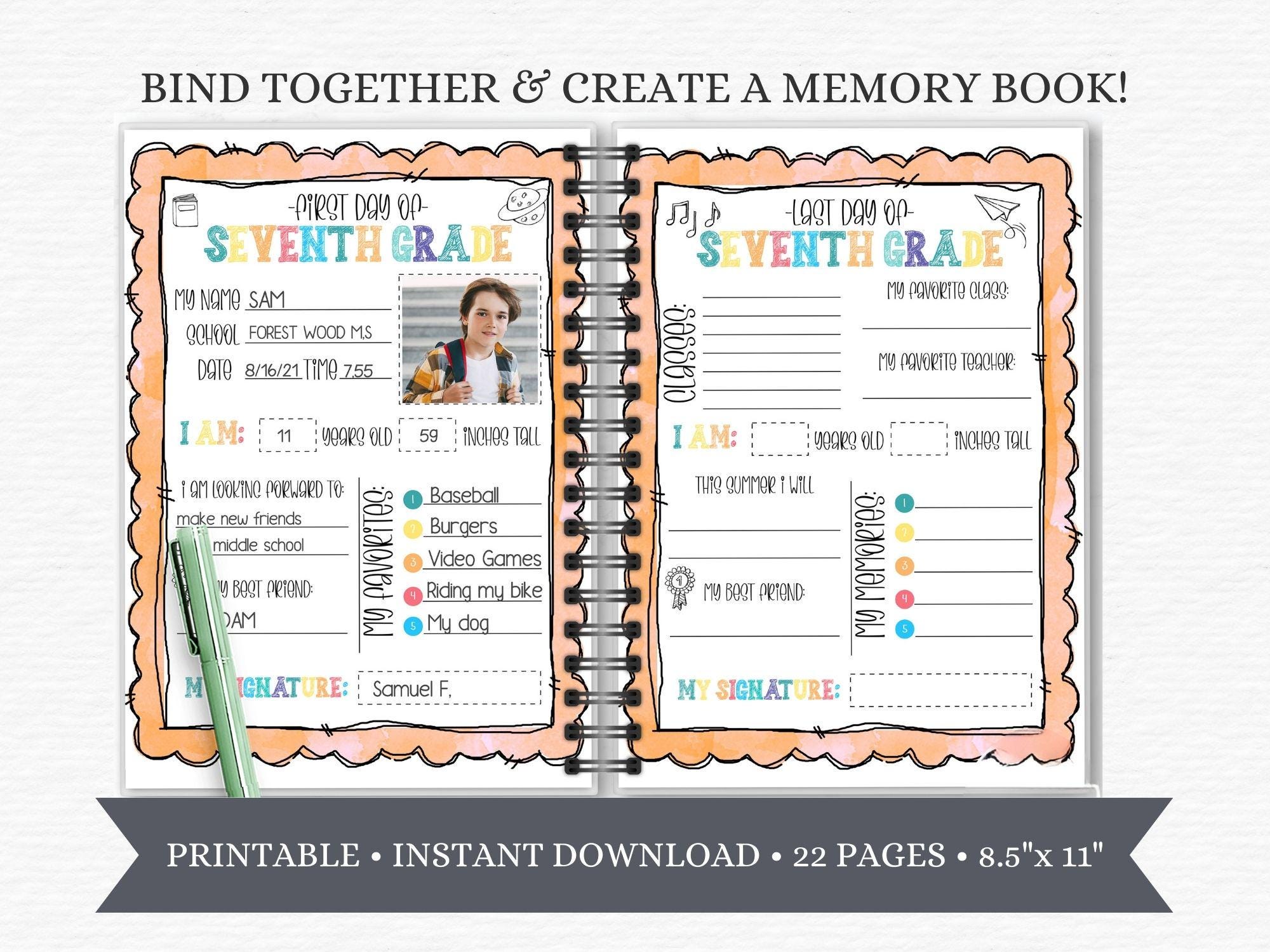PRINTABLE School Memory Book, 6th-12th Grade, Middle School, High ...