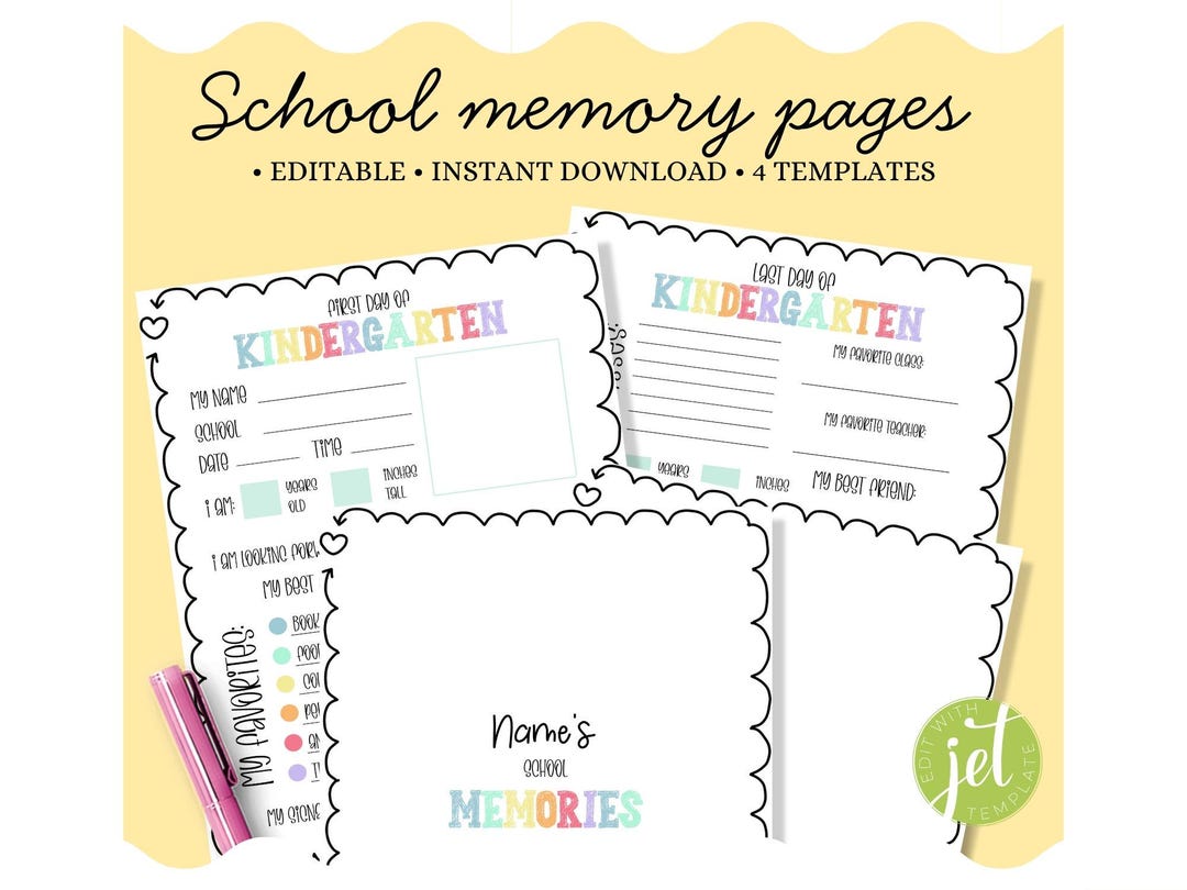 EDITABLE School Memory Book, Back to School Interview, Kid’s First and ...