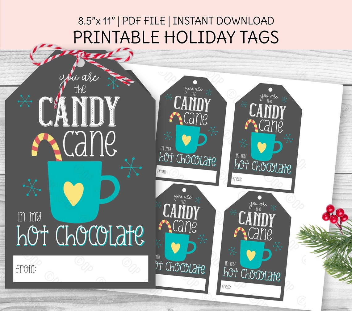 PRINTABLE Holidays Gift Tags, Christmas Hot Chocolate and Candy Cane ...