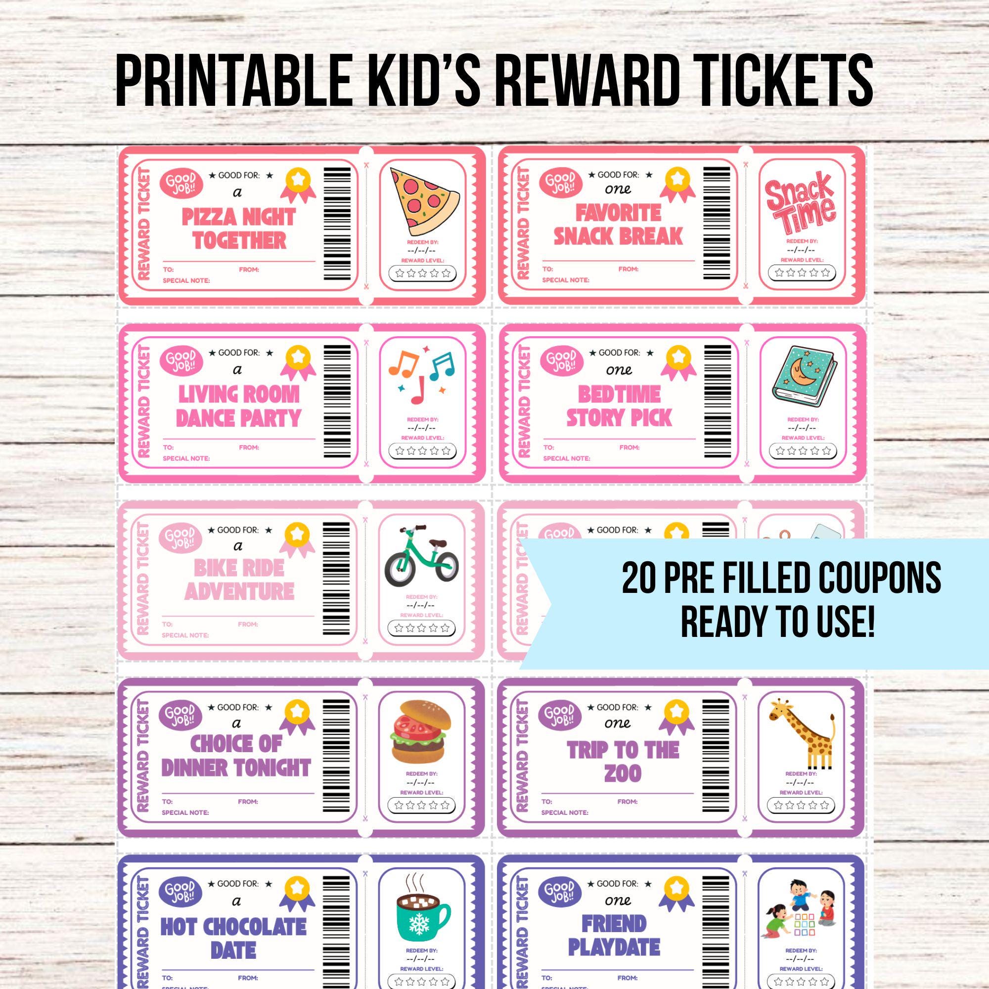 Editable Kids Reward Coupons – Printable Reward Tickets for Children ...