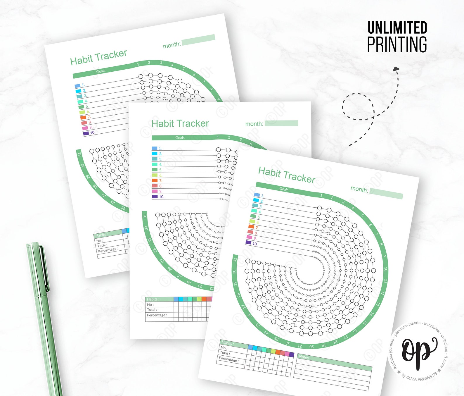 PRINTABLE Habit Tracker Monthly Habit Chart Circle Habit - Etsy